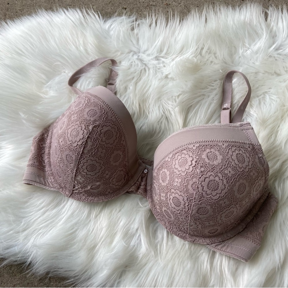 Aerie Dusty Pink Floral Laced Lightly Lined Bra - Gem